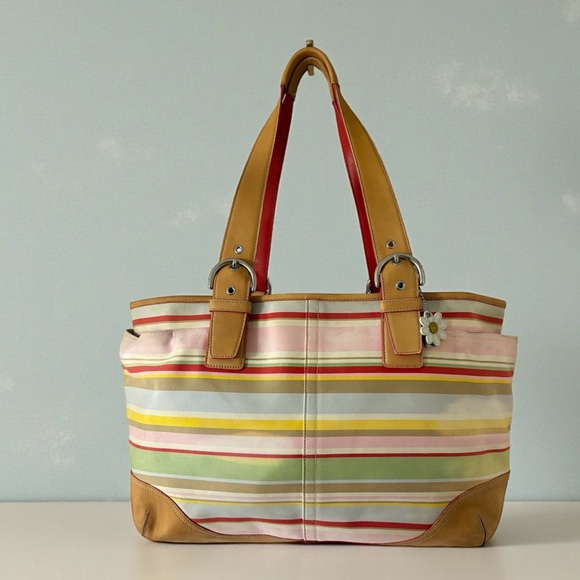 Coach | Bags | Coach Multicolor Striped Tote Bag | Poshmark